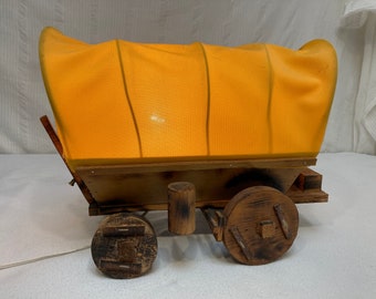 Vintage Conestoga Covered Wagon Chuckwagon Lamp Wood and Metal Lighting ...