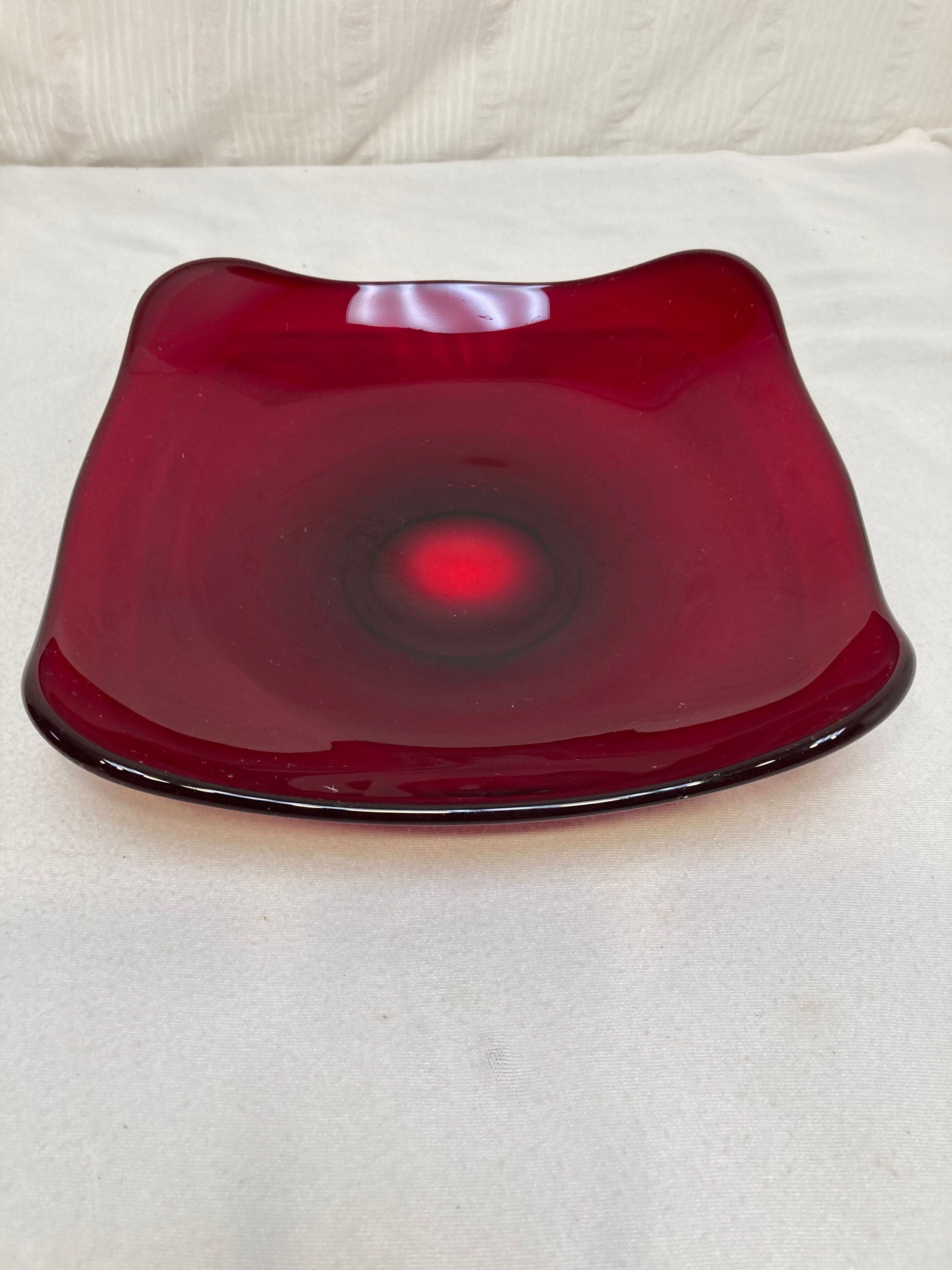Vintage Rare Ruby Red Glass Large 11" Serving Dish Bowl - Etsy