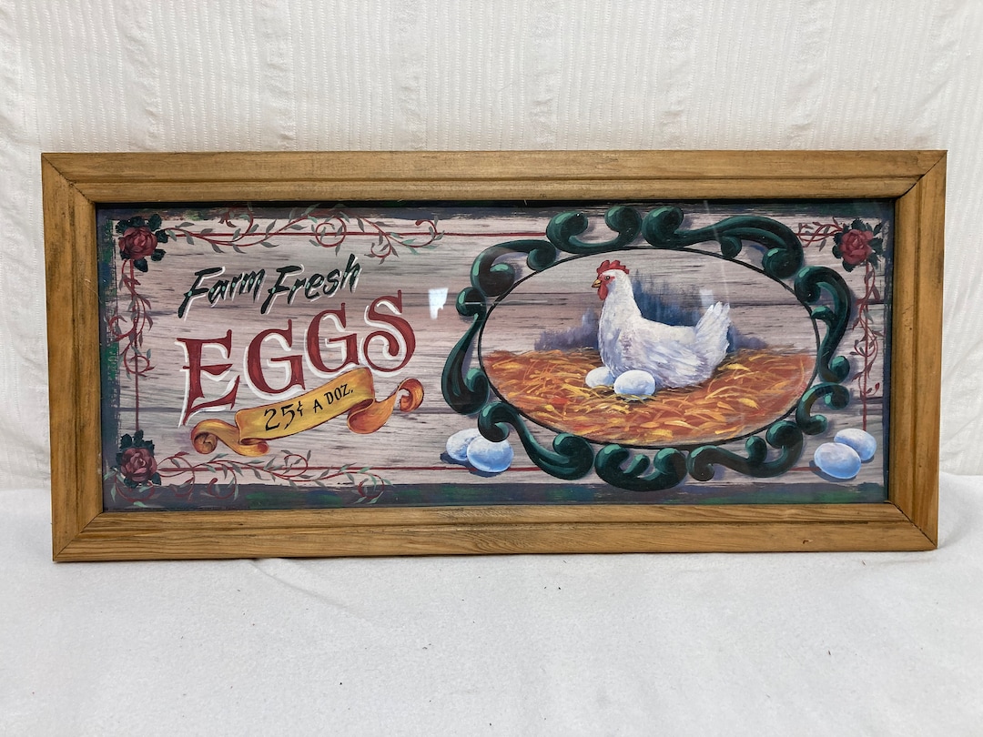 Vintage Farm Fresh Eggs 25c Dozen Chicken Wall Decor Sign USA - Etsy