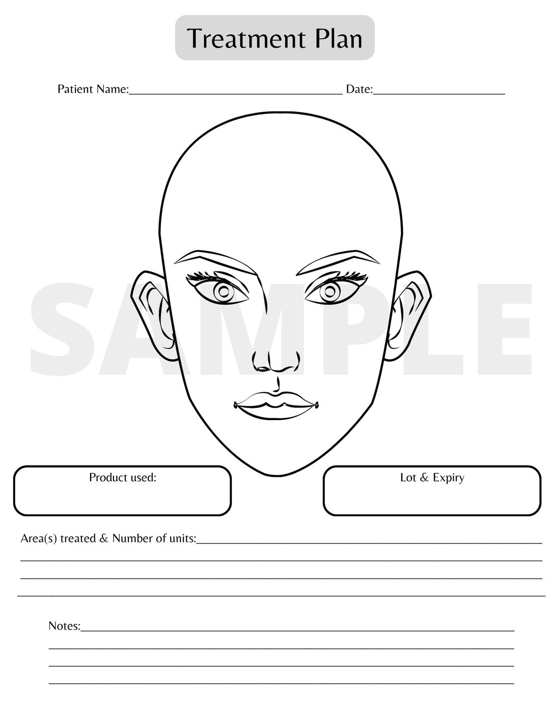 Printable Landmarking Diagram Forms for Injectables - Etsy