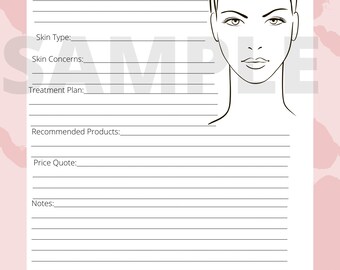 Makeup Client Record Face Chart Digital Printable Face Chart Makeup ...