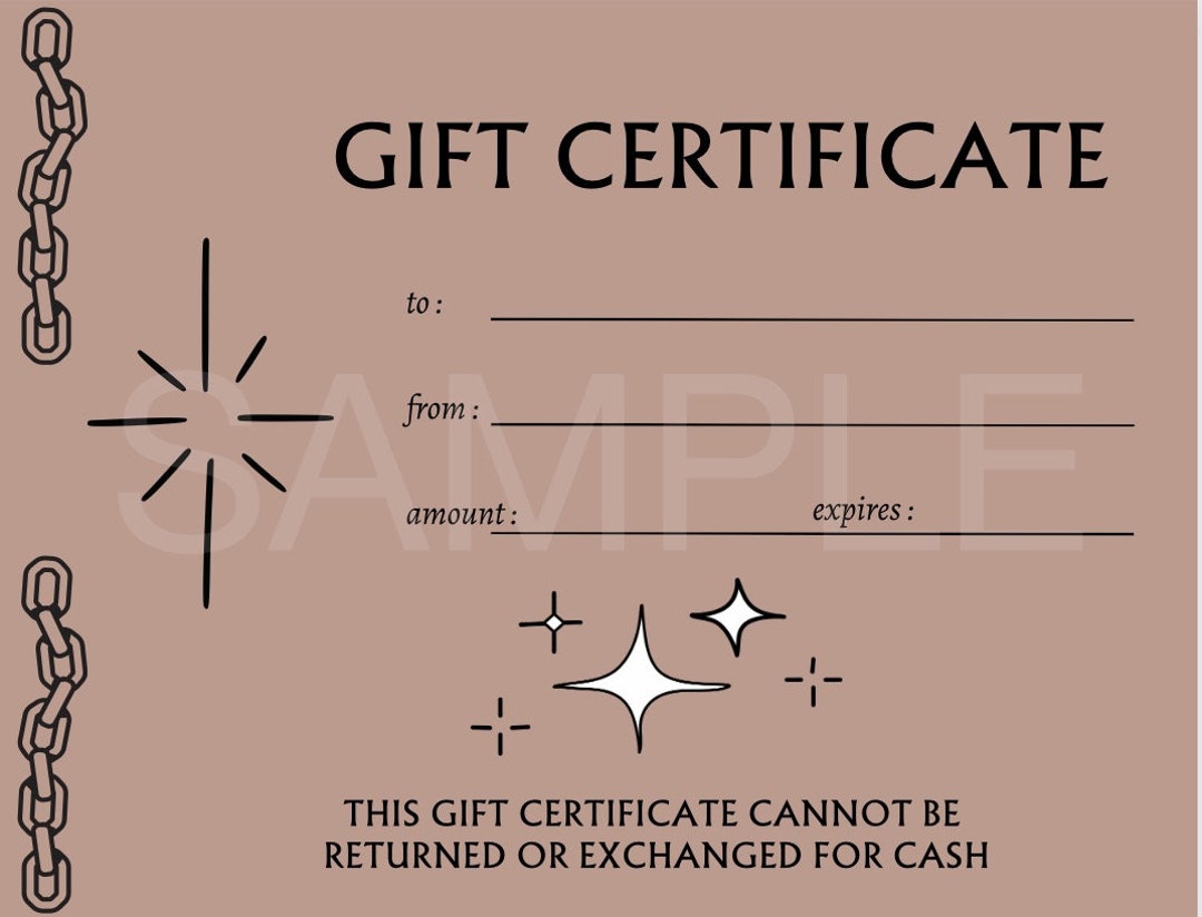 Printable Generic Gift Certificate - Tattoo Piercing Style - Etsy