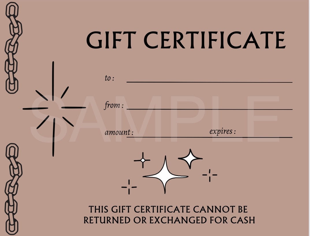 Printable Generic Gift Certificate - Tattoo Piercing Style - Etsy