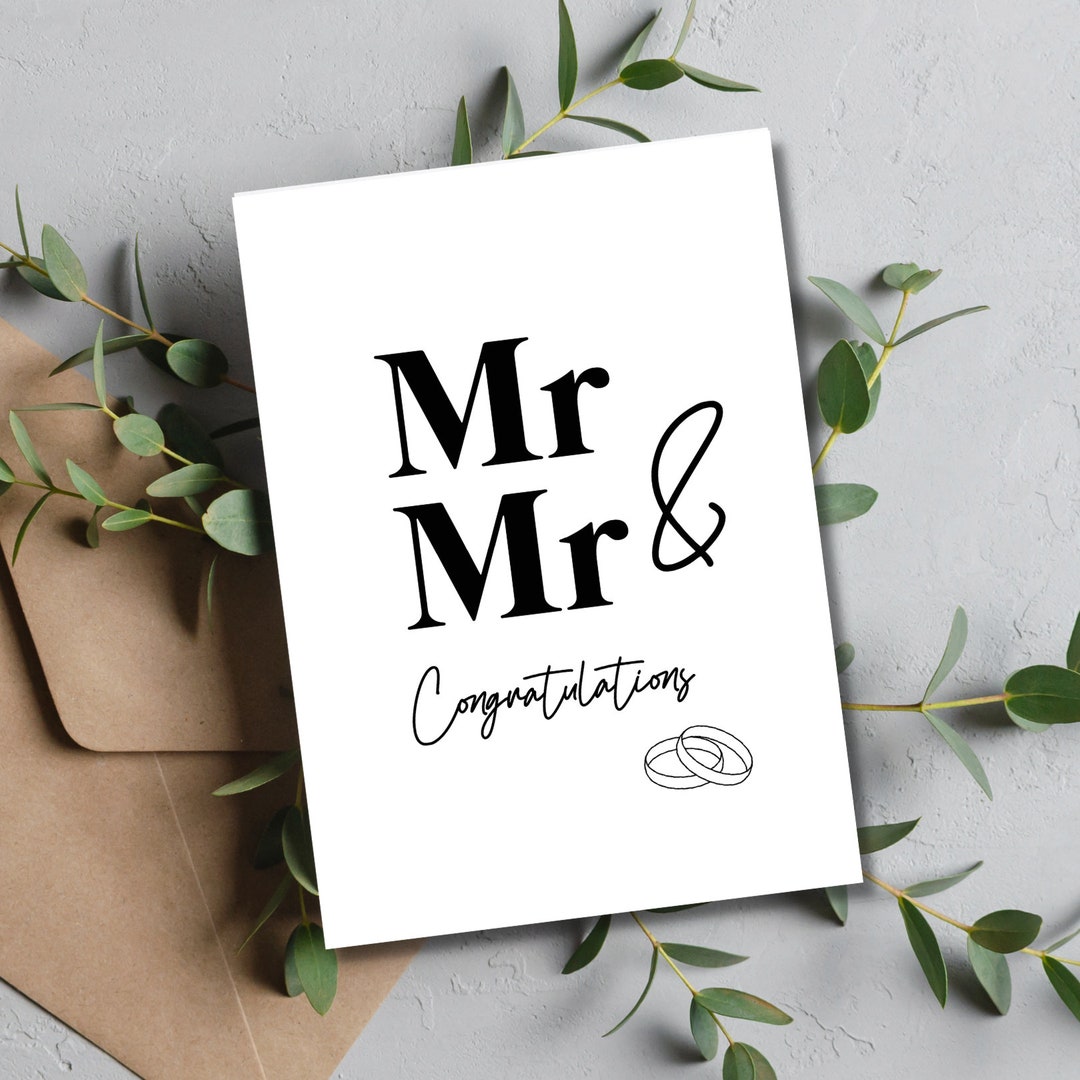 Mr And Mr Wedding Card Same Sex Marriage Same Sex Wedding Card Gay