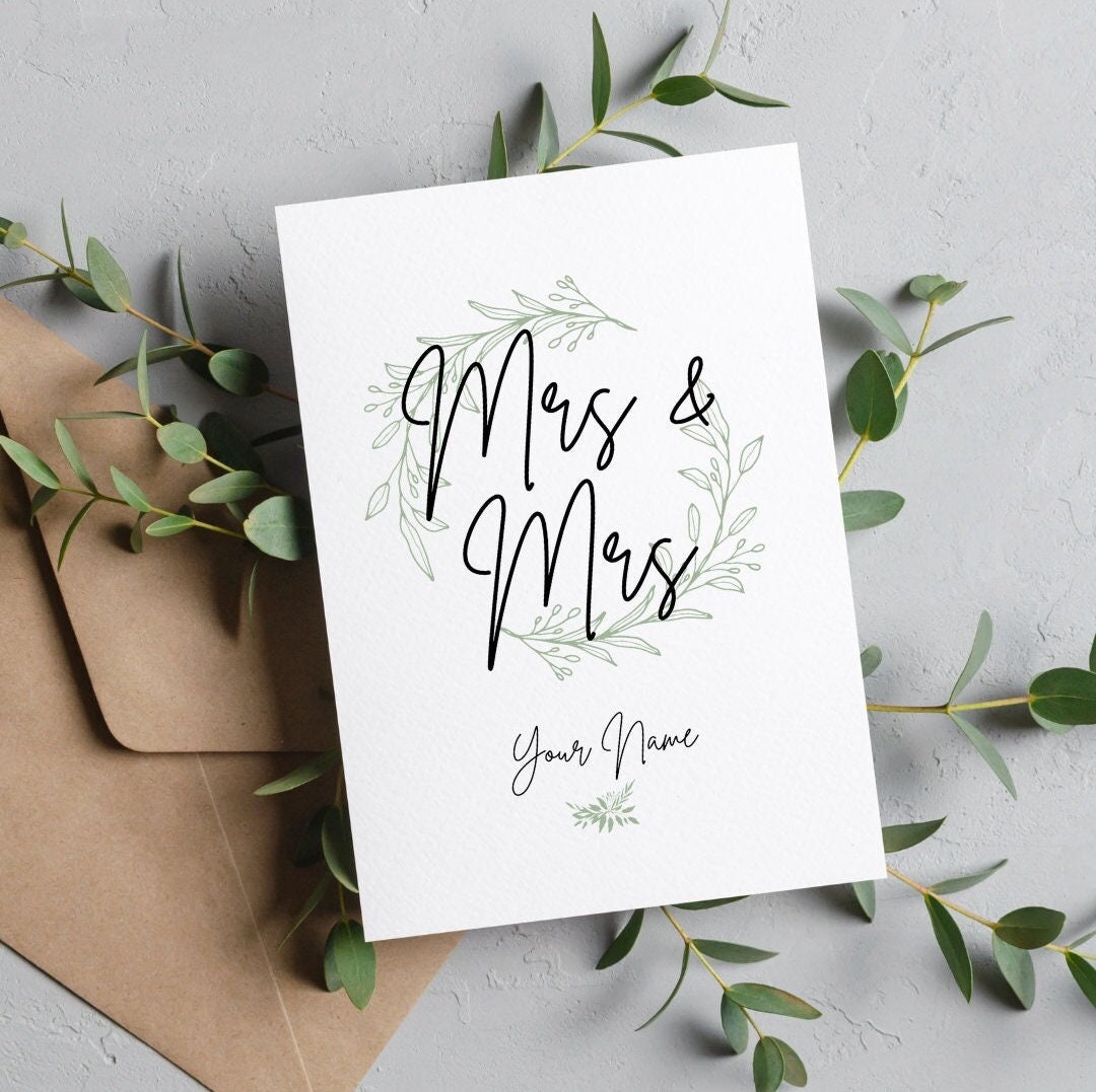 Personalised Mrs And Mrs Wedding Card Same Sex Wedding Card Gay Wedding