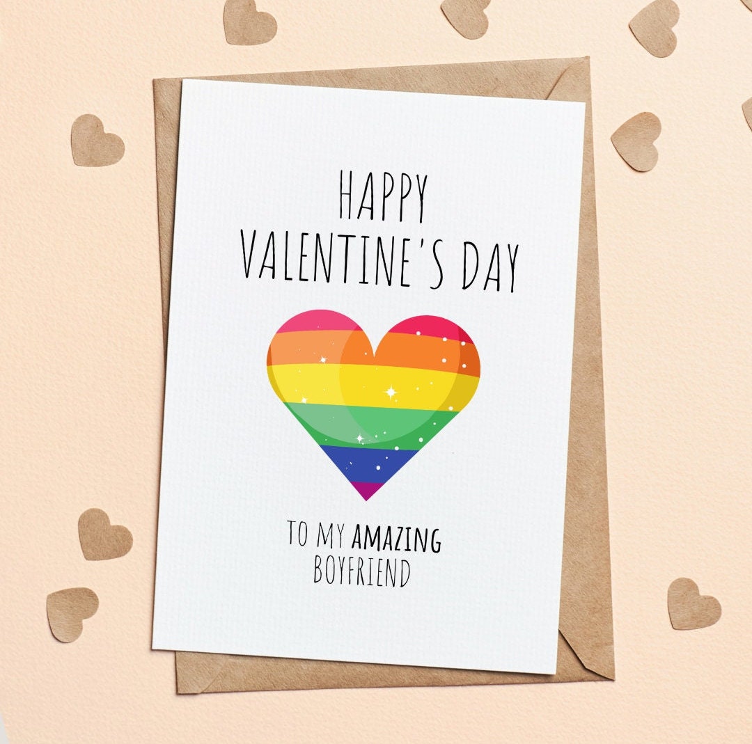 Gay Pride Valentines Day Card, Boyfriend Card, Gay Pride, Pride Rainbow ...