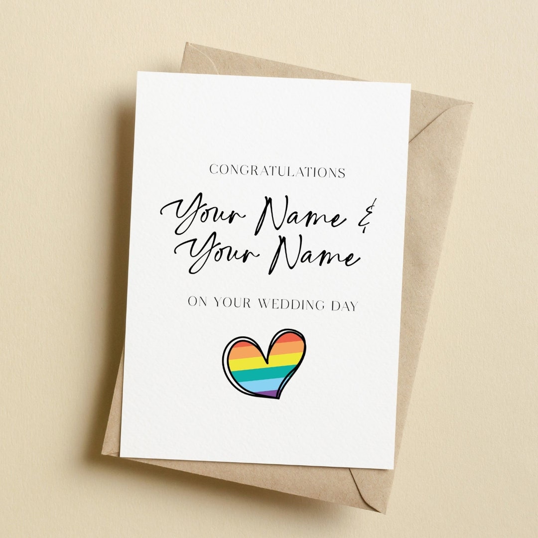 Same Sex Wedding Card Gay Wedding Card Personalised Wedding Card