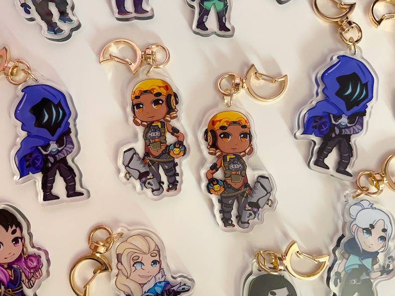 VALORANT INSPIRED Agent 2.5 Double-sided Keychains Jett, Sage, Sova ...