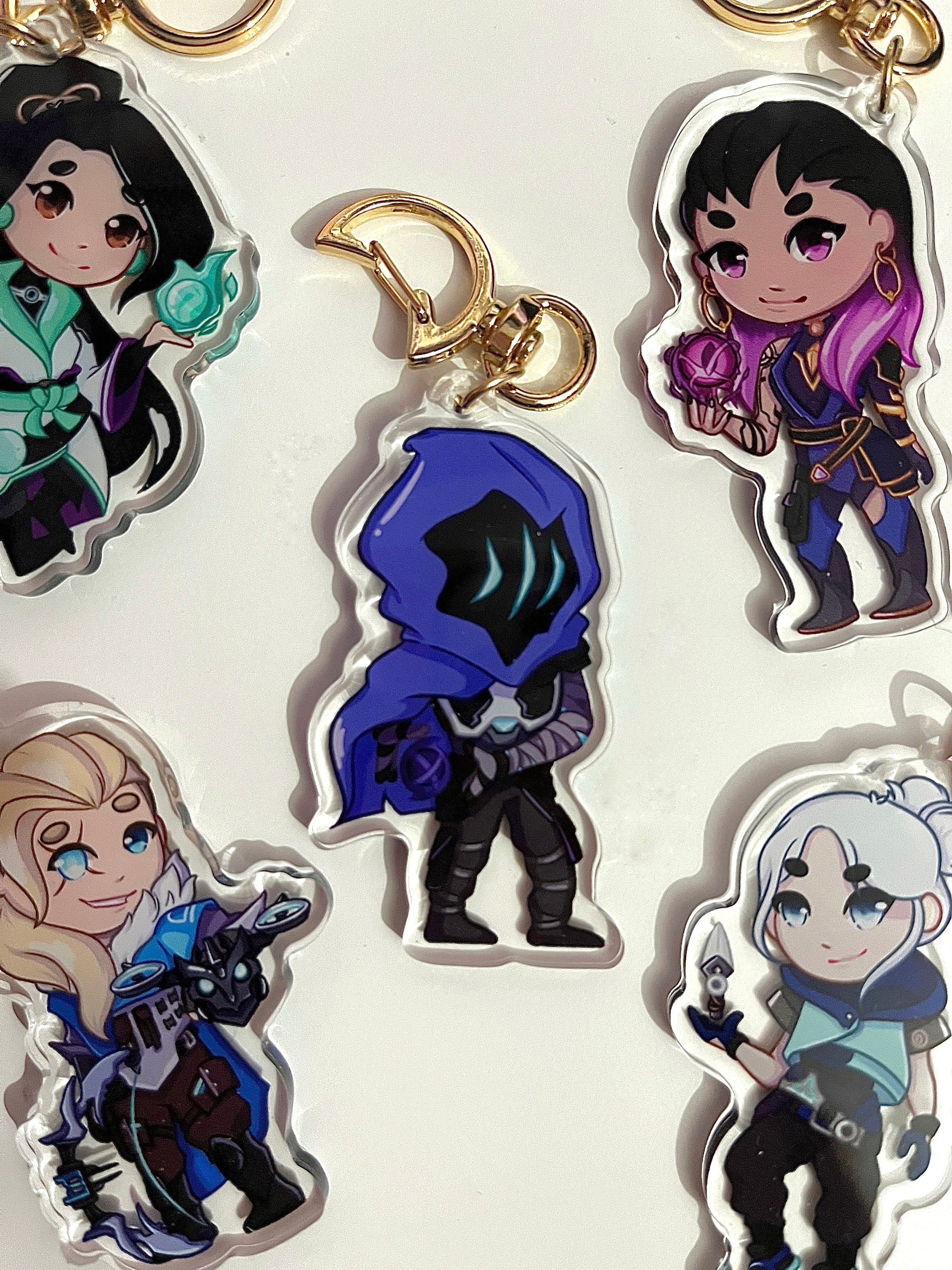VALORANT INSPIRED Agent 2.5 Double-sided Keychains Jett, Sage, Sova ...