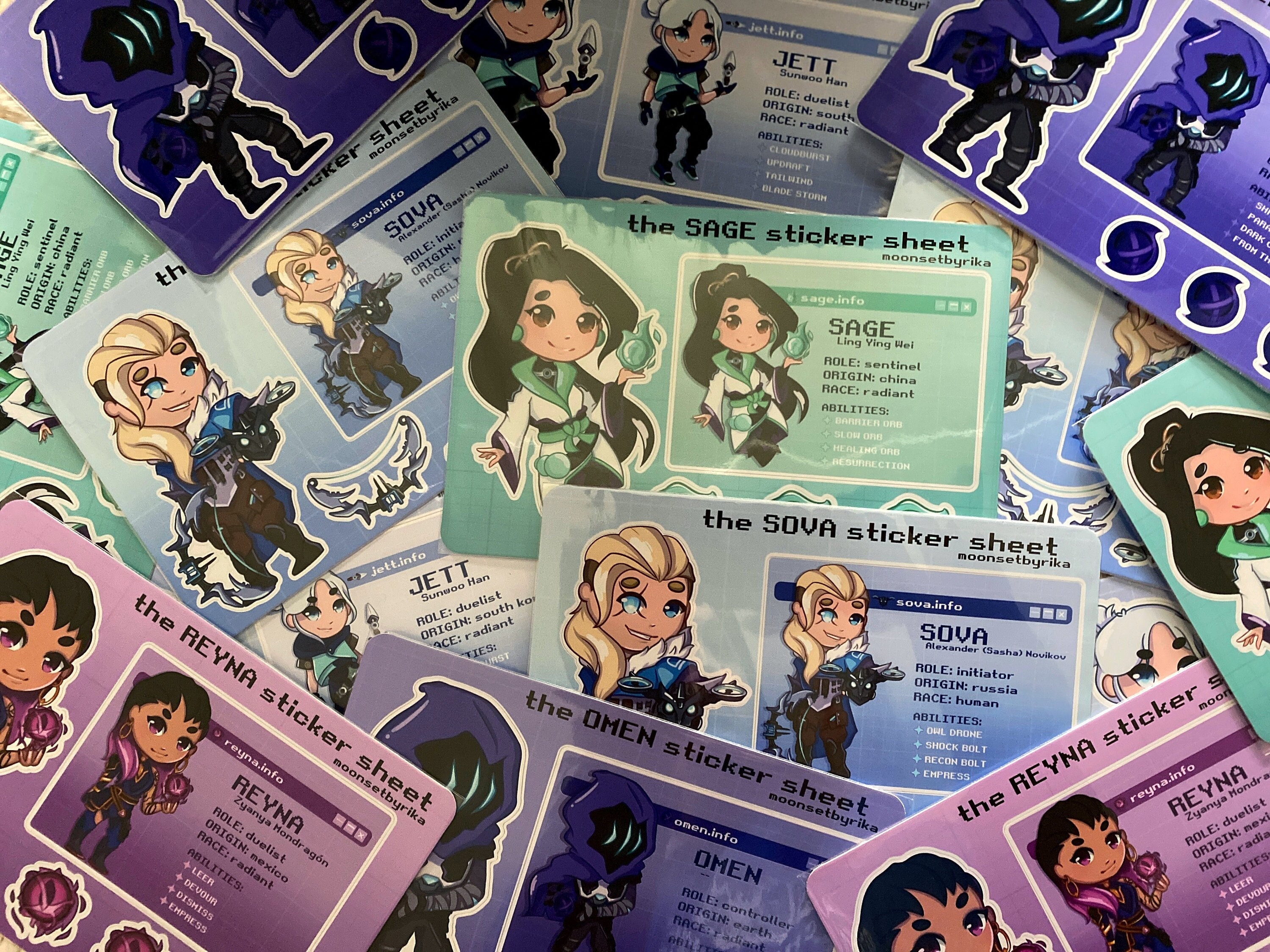 VALORANT INSPIRED Agent Sticker Sheets 4x6in Matte WEATHERPROOF Vinyl ...