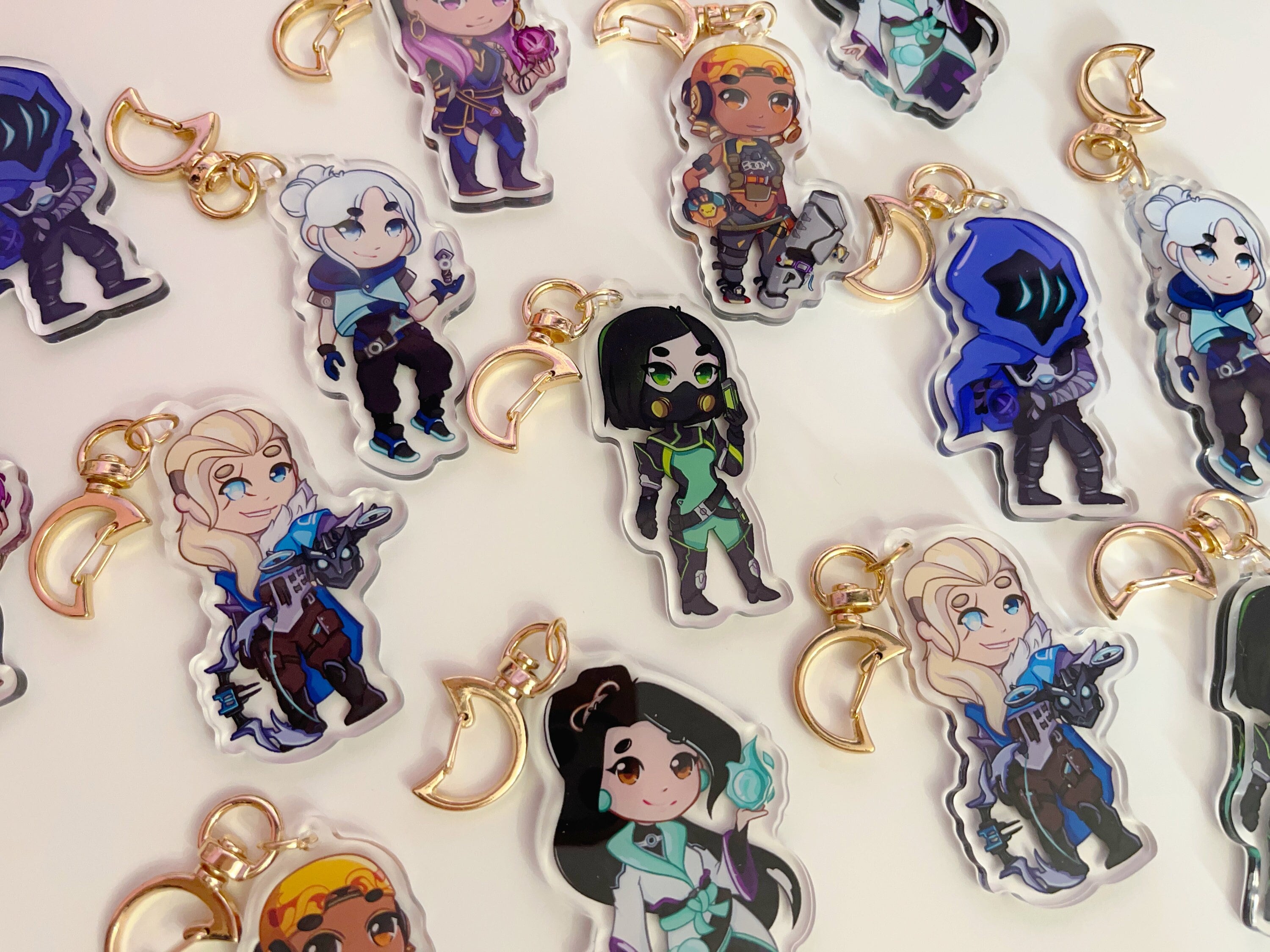 VALORANT INSPIRED Agent 2.5 Double-sided Keychains Jett, Sage, Sova ...