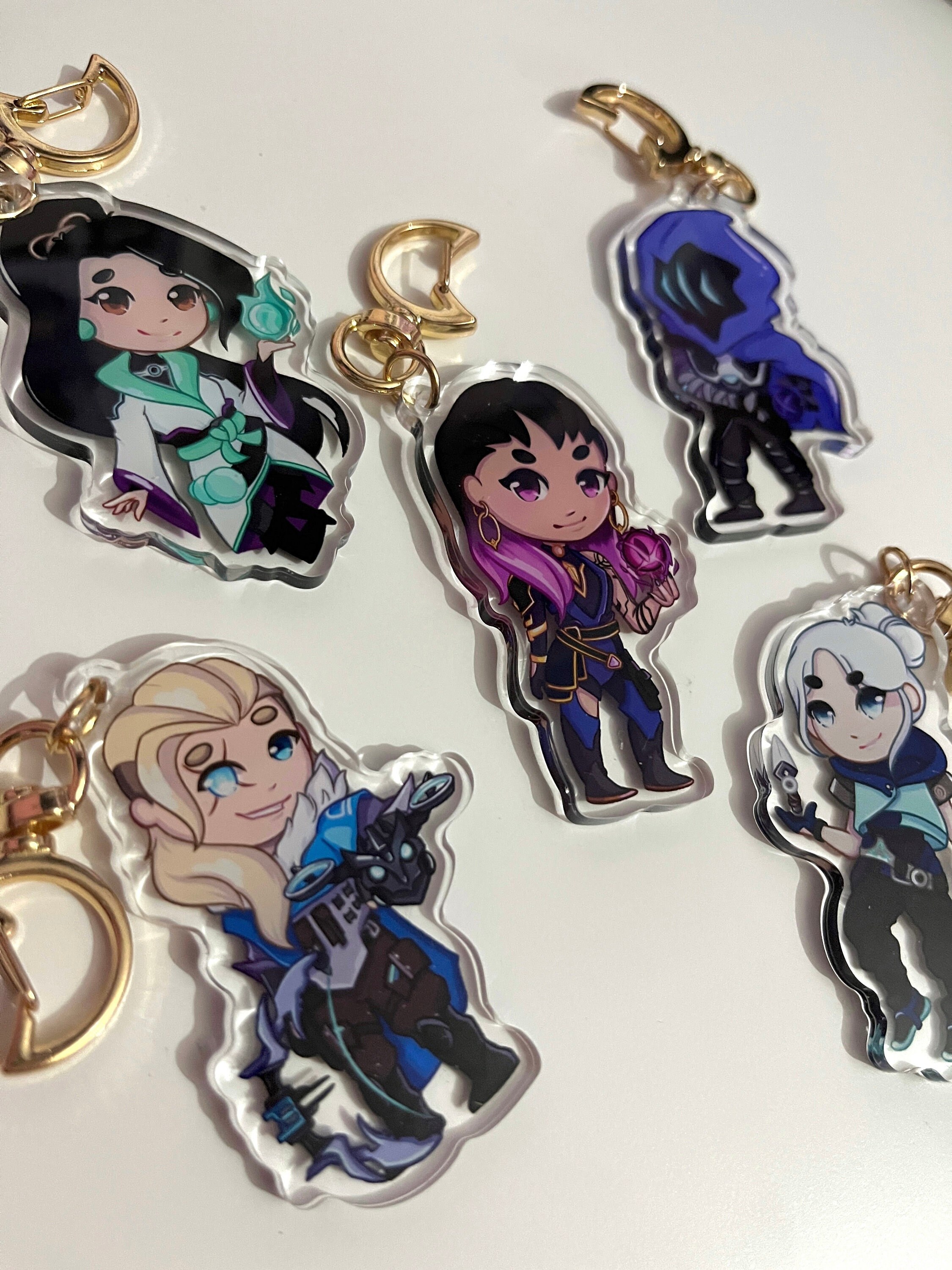 VALORANT INSPIRED Agent 2.5 Double-sided Keychains Jett, Sage, Sova ...