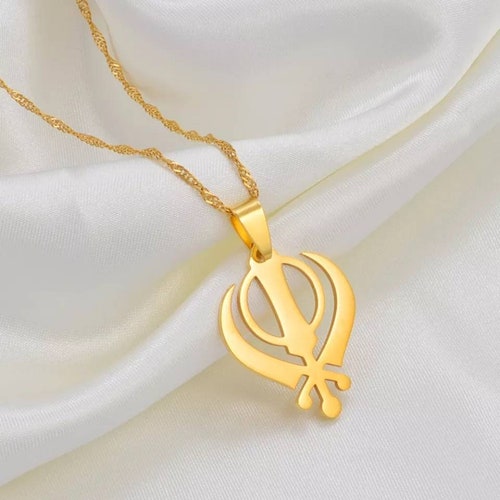 Gold Sikh Khalsa Khanda Chain Necklace Pendant - Etsy