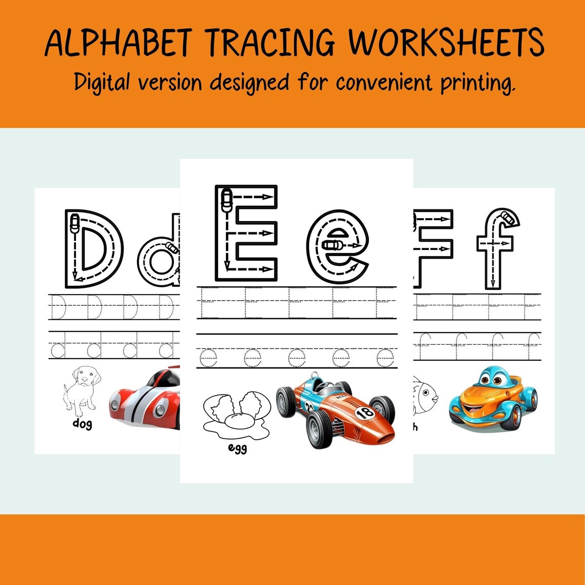 Rev up Your Abcs Fun Alphabet Tracing Sheets With New and Vintage Race ...