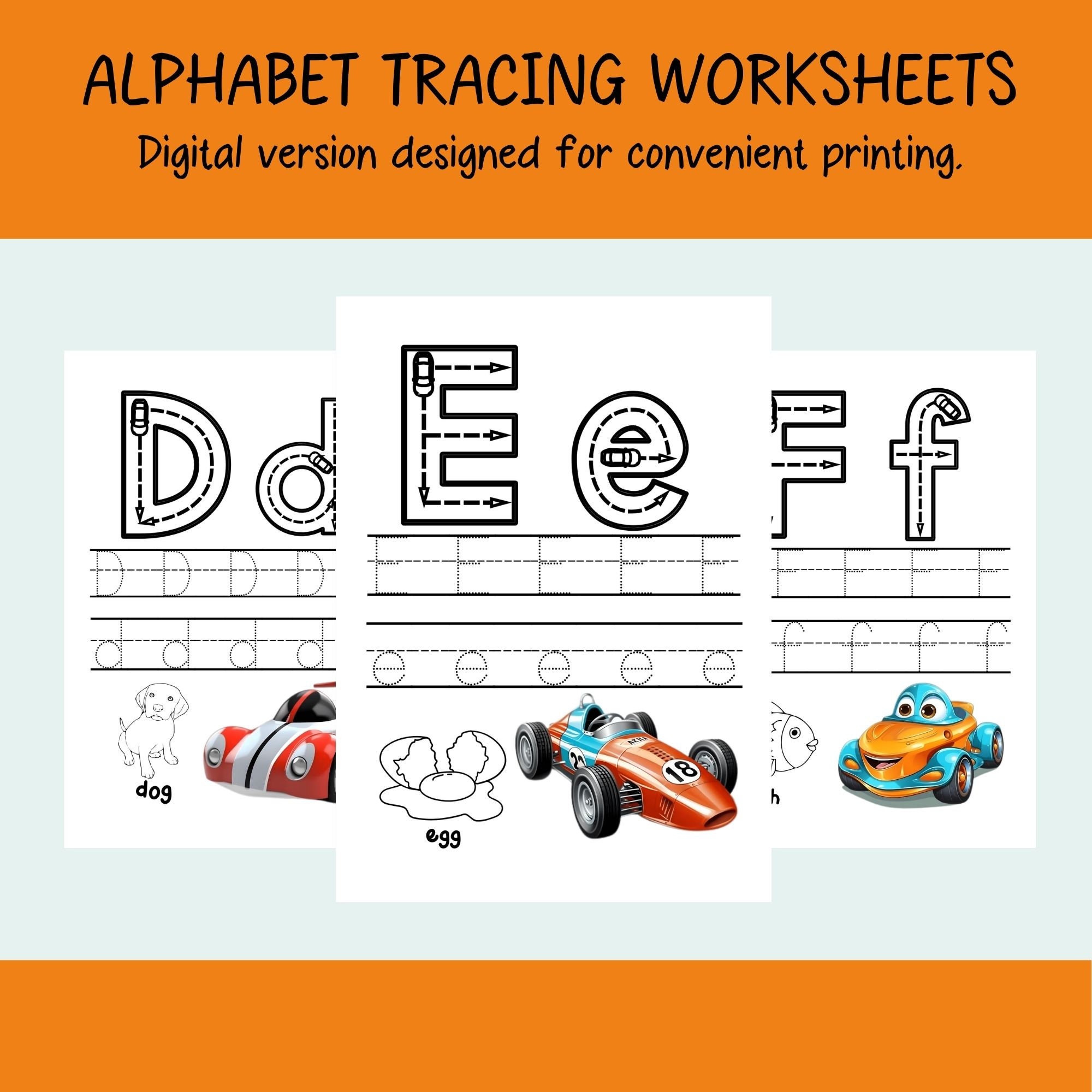 Rev up Your Abcs Fun Alphabet Tracing Sheets With New and Vintage Race ...