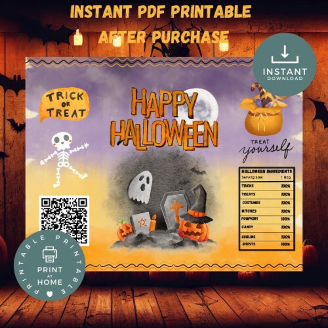 Halloween Chip Bag Wrapper, Halloween Treats, Halloween Gift Bag ...