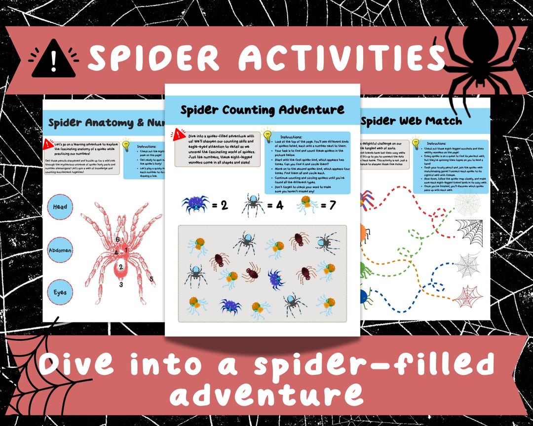 Spider Fun Day: Tracing, Coloring, and Matching Activities for ...