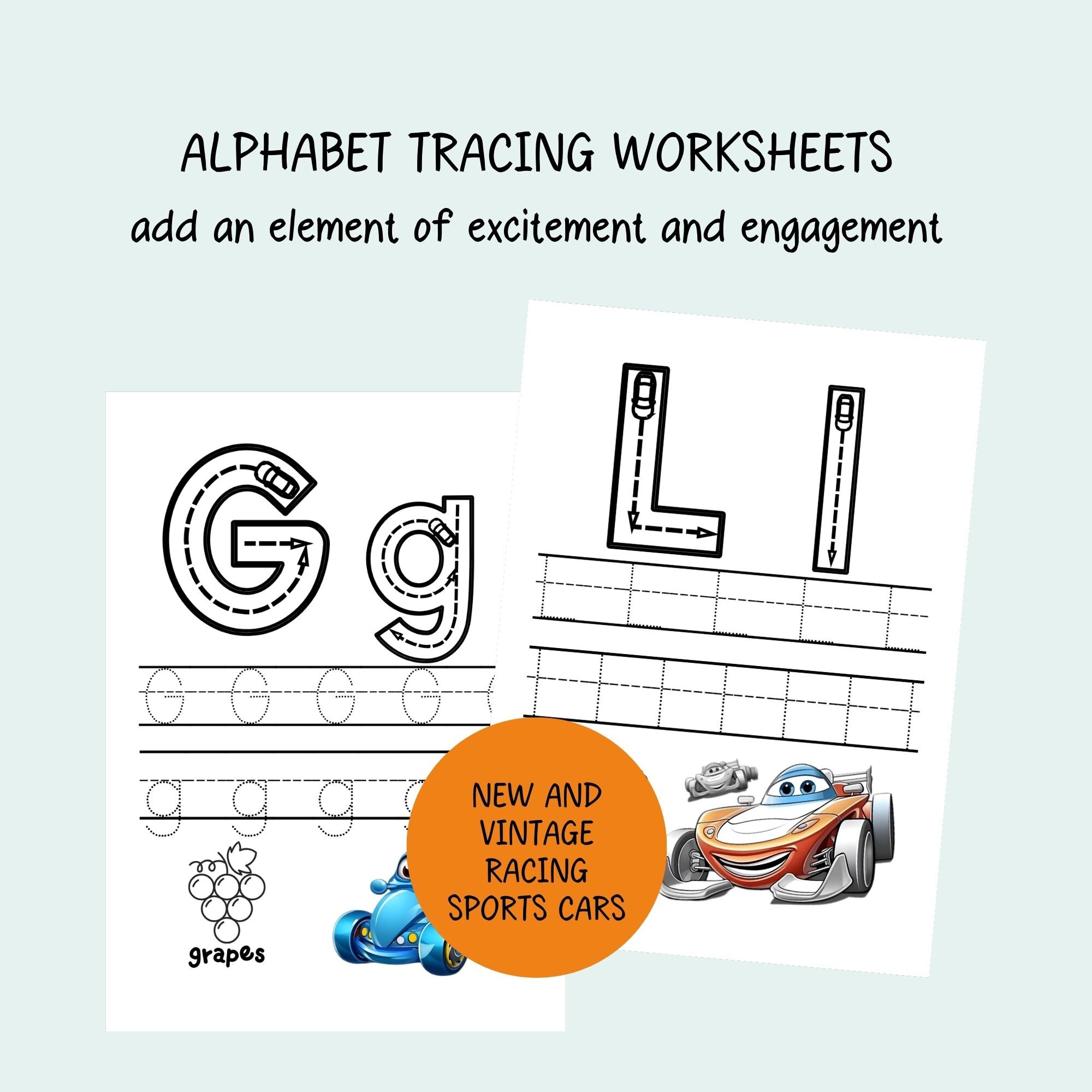 Rev up Your Abcs Fun Alphabet Tracing Sheets With New and Vintage Race ...