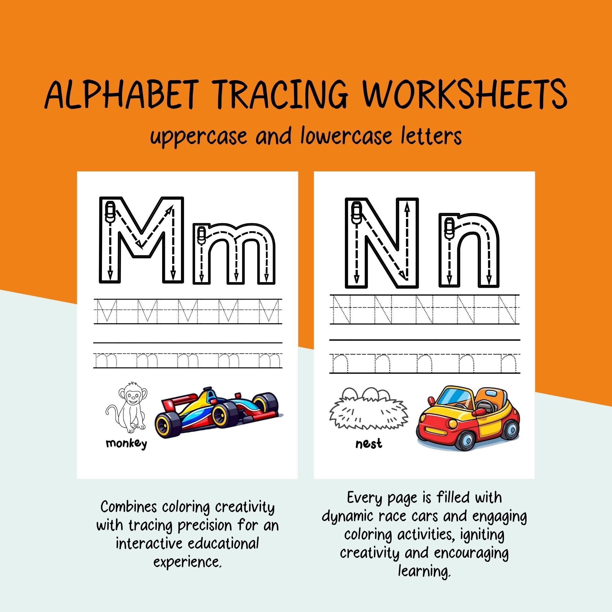 Rev up Your Abcs Fun Alphabet Tracing Sheets With New and Vintage Race ...
