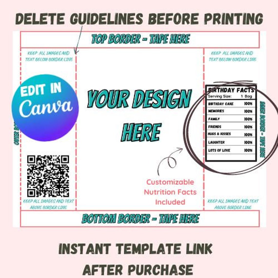 Editable Chip Bag Canva Templatecustom Chipbagspersonal Chip Bag ...