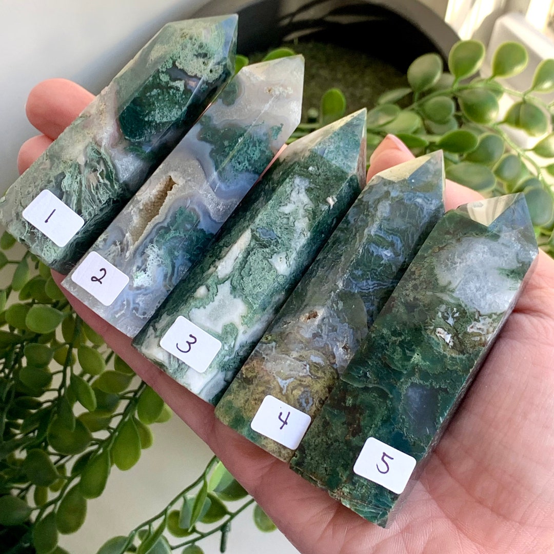 Beautiful Discounted Moss Agate Tower Moss Agate Point You Choose - Etsy