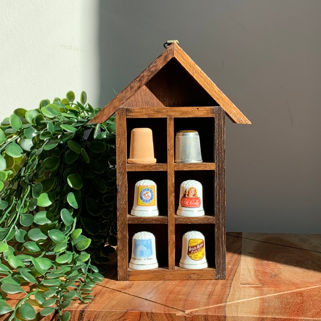 Vintage Miniatures Shelf With Porcelain Thimbles Vintage Thimble ...