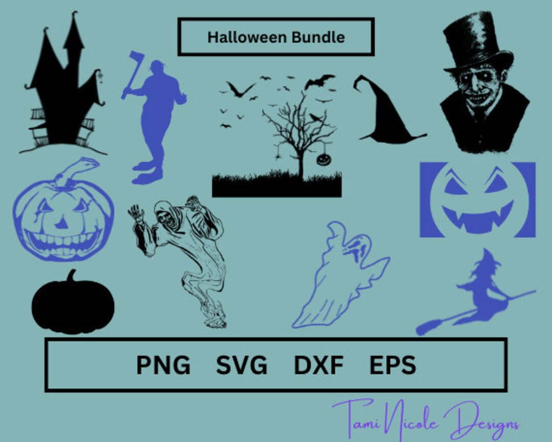 Scary Halloween Bundle SVG, Witch, Ghost, Pumpkin, Spider, Digital ...