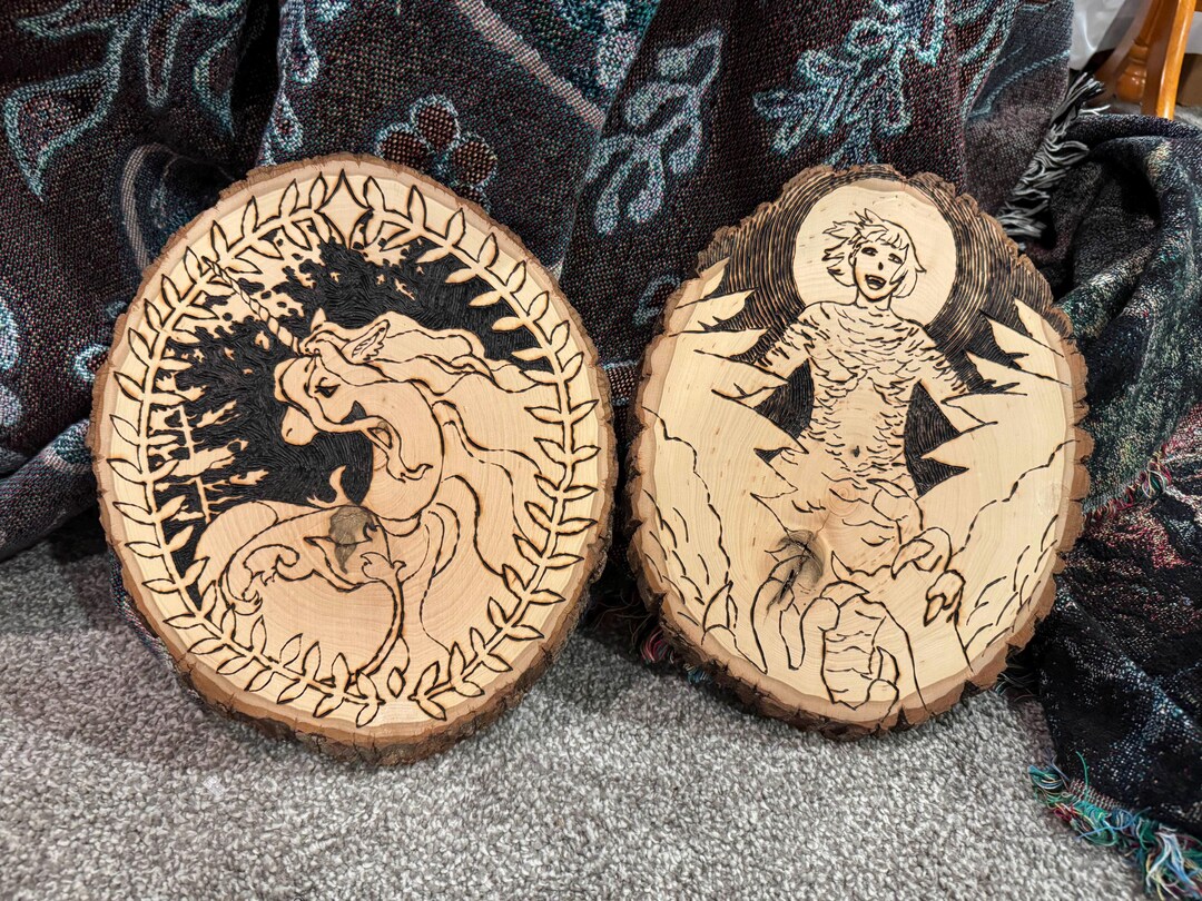 Hand-engraved Pyrography Artwork: the Last Unicorn // Dungeon Meshi - Etsy