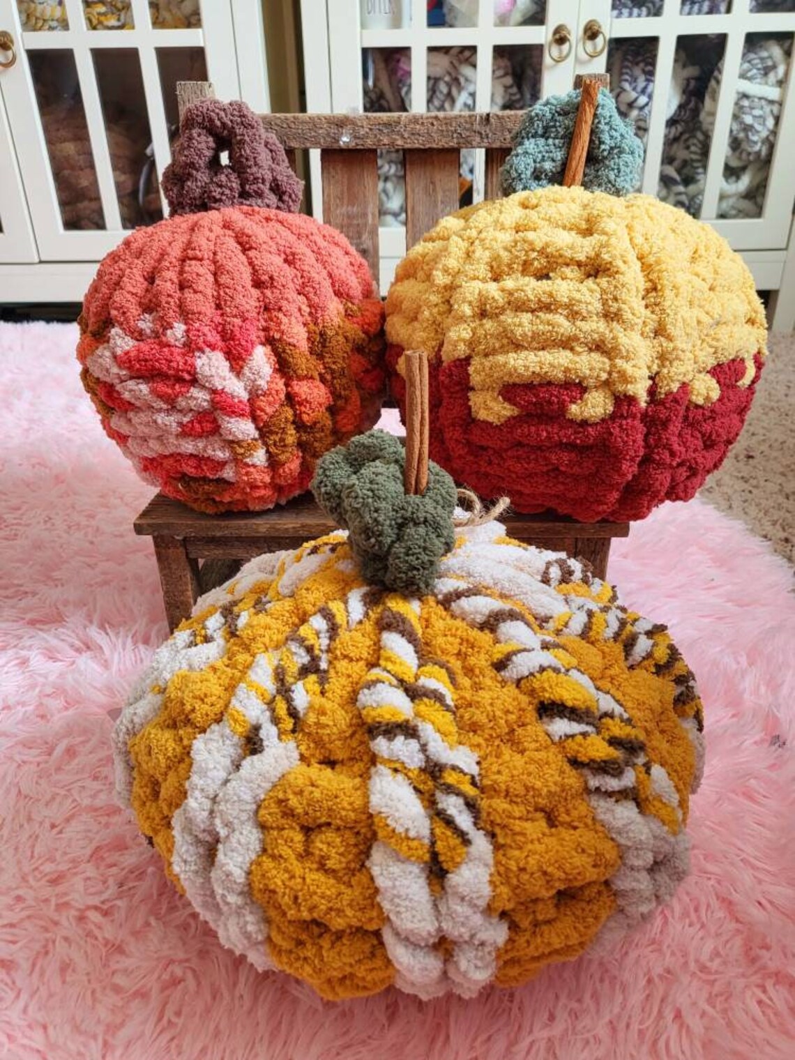 PUMPKINS &candy Corn Pillow Decor Hand-made / Hand-knit - Etsy