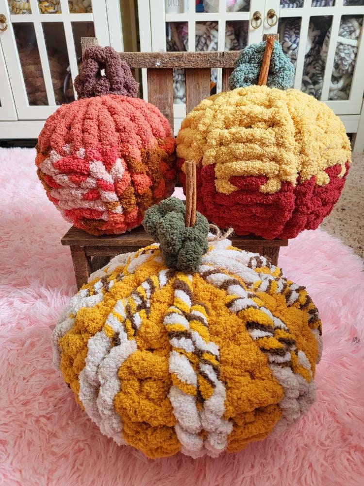 PUMPKINS &candy Corn Pillow Decor Hand-made / Hand-knit - Etsy