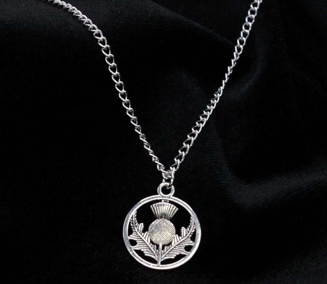 Tibetan Silver Scottish Thistle Pendant Necklace With Curb Chain - Etsy