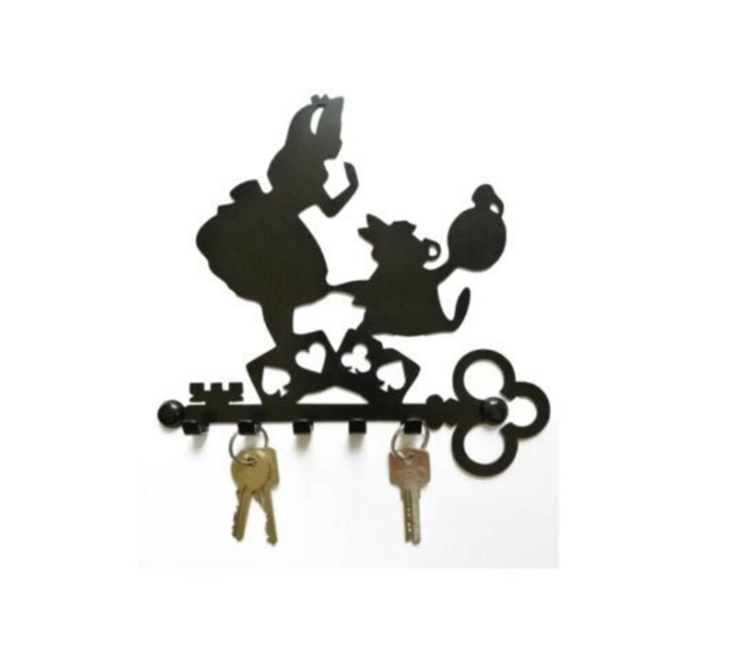 Alice in Wonderland & Rabbit Key Holder: Enchanting Metal Wall Decor ...