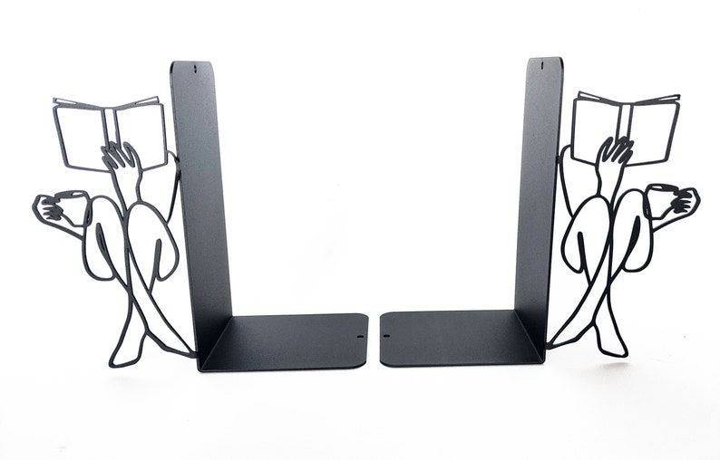 One-line Art Metal Bookends - Minimalist Shelf Decor, Unique Gift for ...