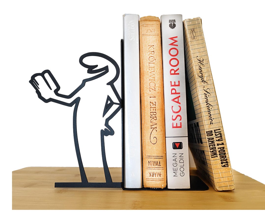 The Line Figure Minimalist Metal Bookends, One Line Art, Modern Shelf ...