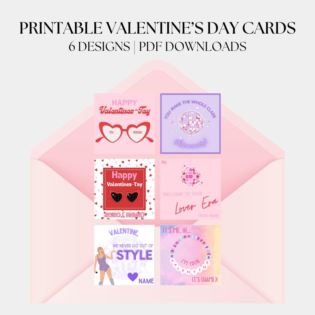 CUSTOM Taylor Swift Inspired Valentine Cards Printable Valentine's Day ...