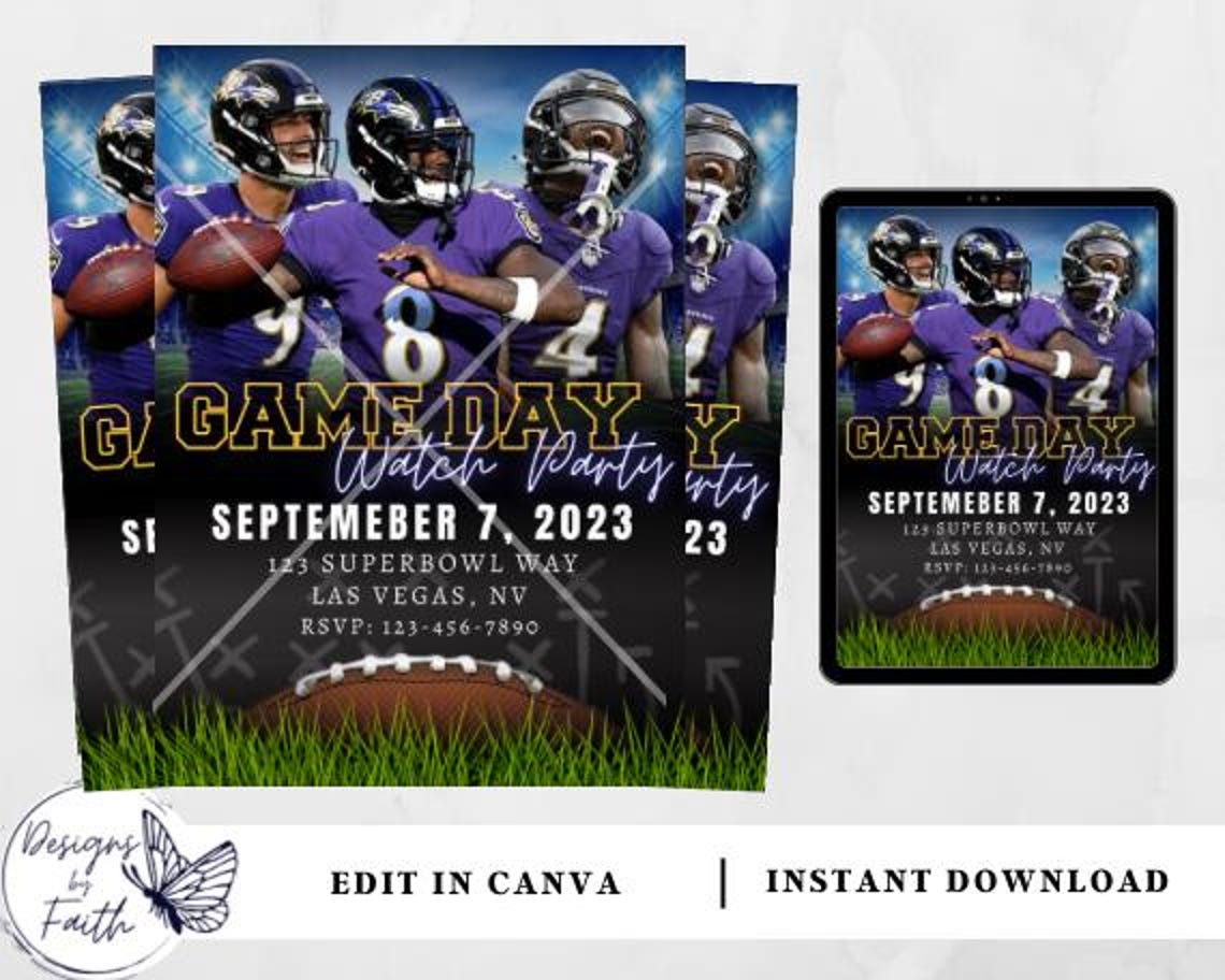 Baltimore Ravens | Football Invitation | Editable Football Invitation ...