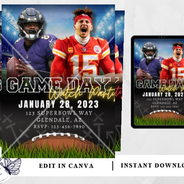 Editable Super Bowl 2025 Invitation Flyer Customizable Game Day Party ...