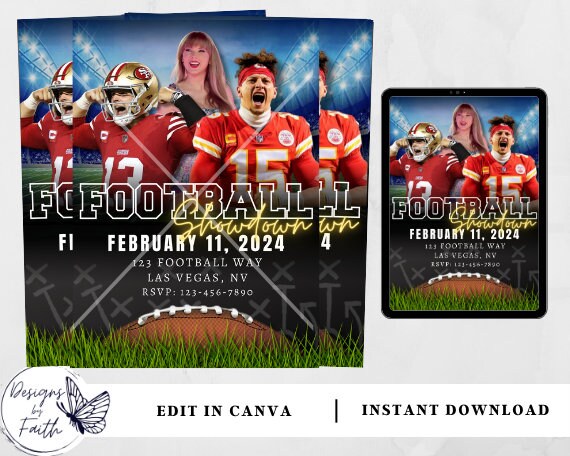Swift Bowl 49ers Vs Chiefs Watch Party Invitation Editable Football ...
