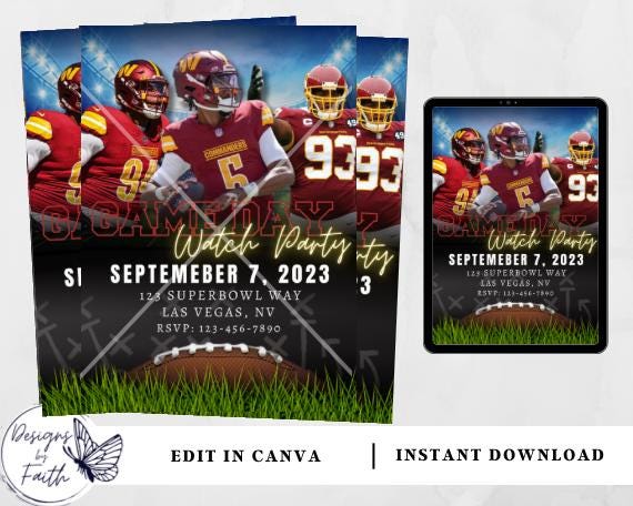 Nfl Red Skin Invitations Football Invitation Football Night Super