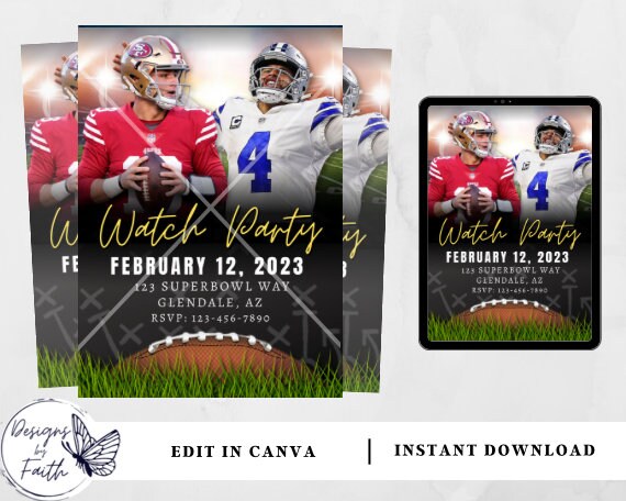 Cowboys Vs 49ers Watch Party Invitation: Editable Football Design ...