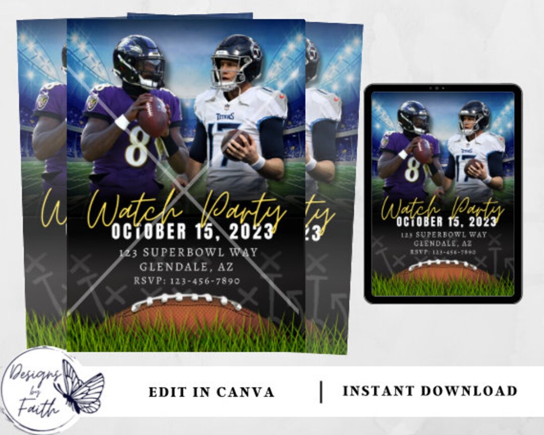 Ravens V. Titans Watch Party Invitation | Editable Football Invitation ...