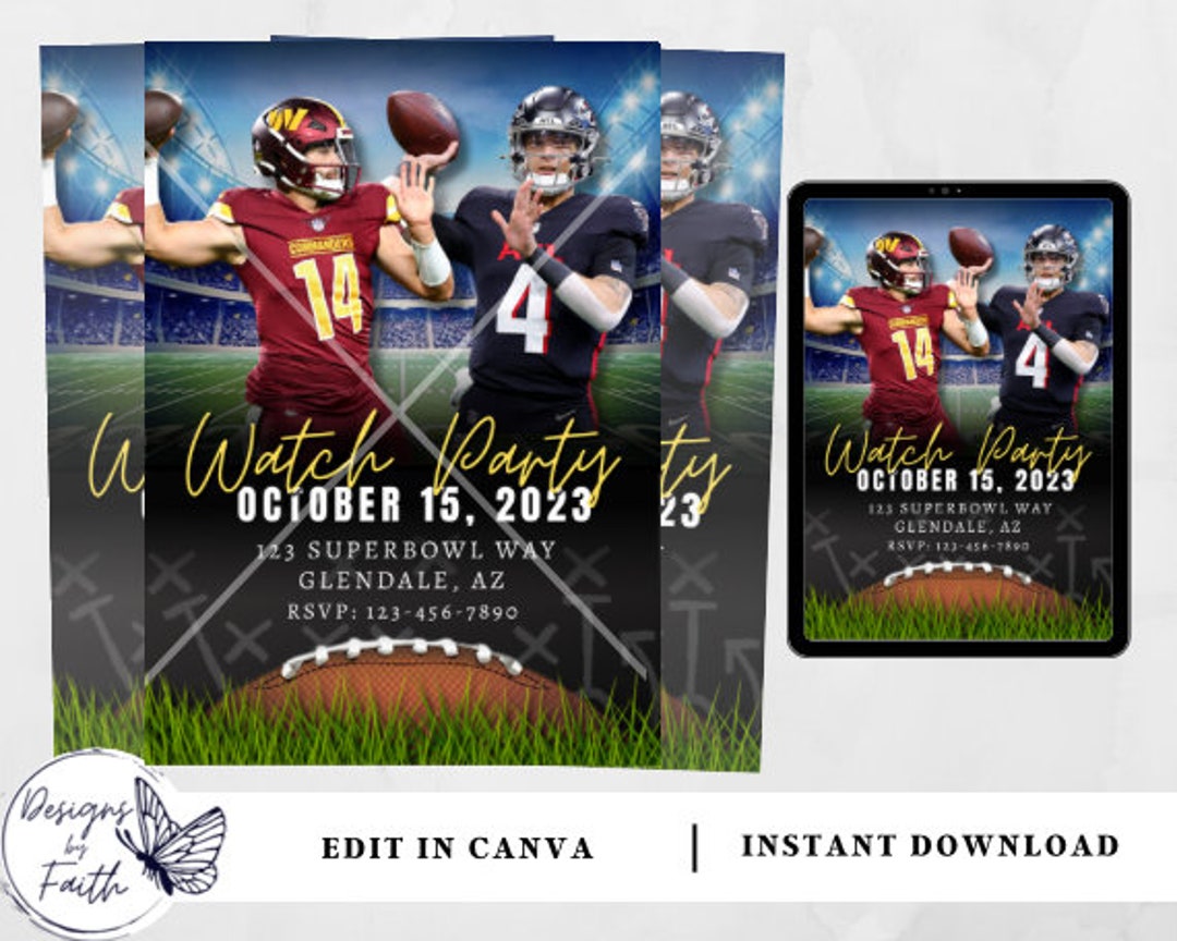 Commanders V. Falcons Watch Party Invitation Editable Football ...