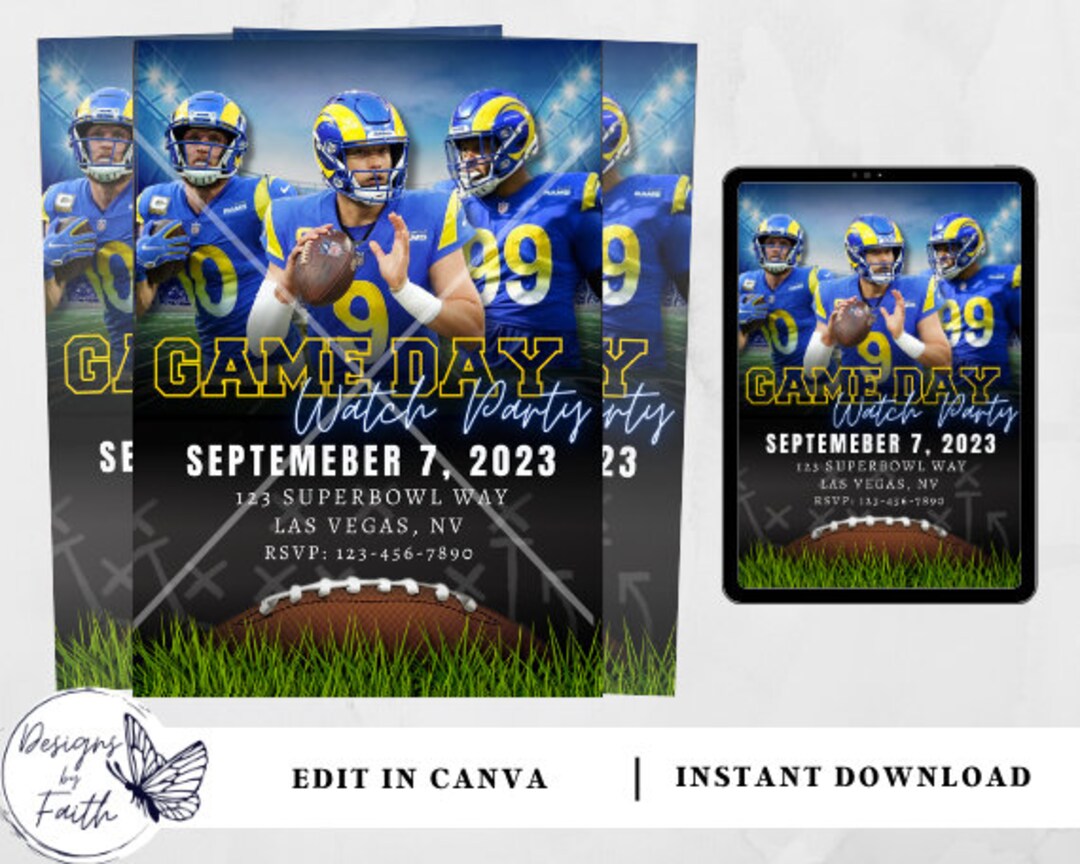 LA Rams Football Invitation: Editable Watch Party Invite (digital ...
