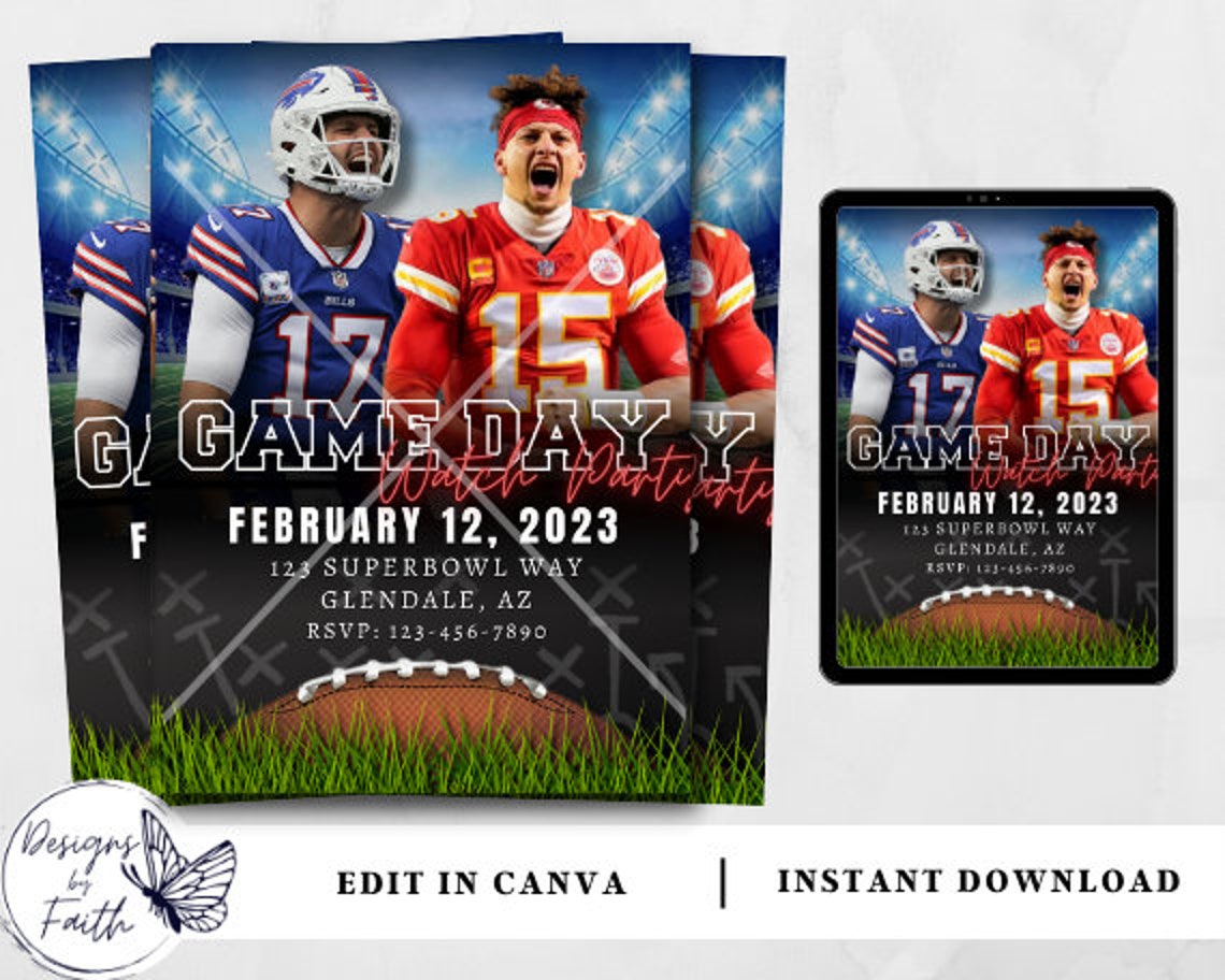 Kansas City Chiefs Vs Buffalo Bills | Watch Party Invitation | Editable ...