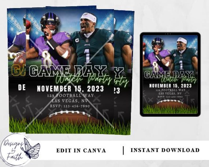 Ravens Vs Eagles Football Watch Party Invitation (digital Invitation ...