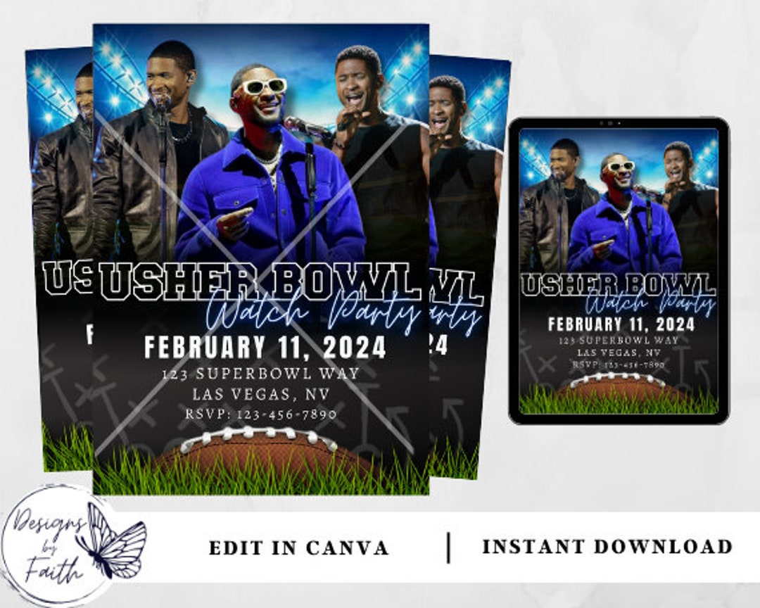 Usher Bowl Invitation: Halftime Show, Football Watch Party (instant ...