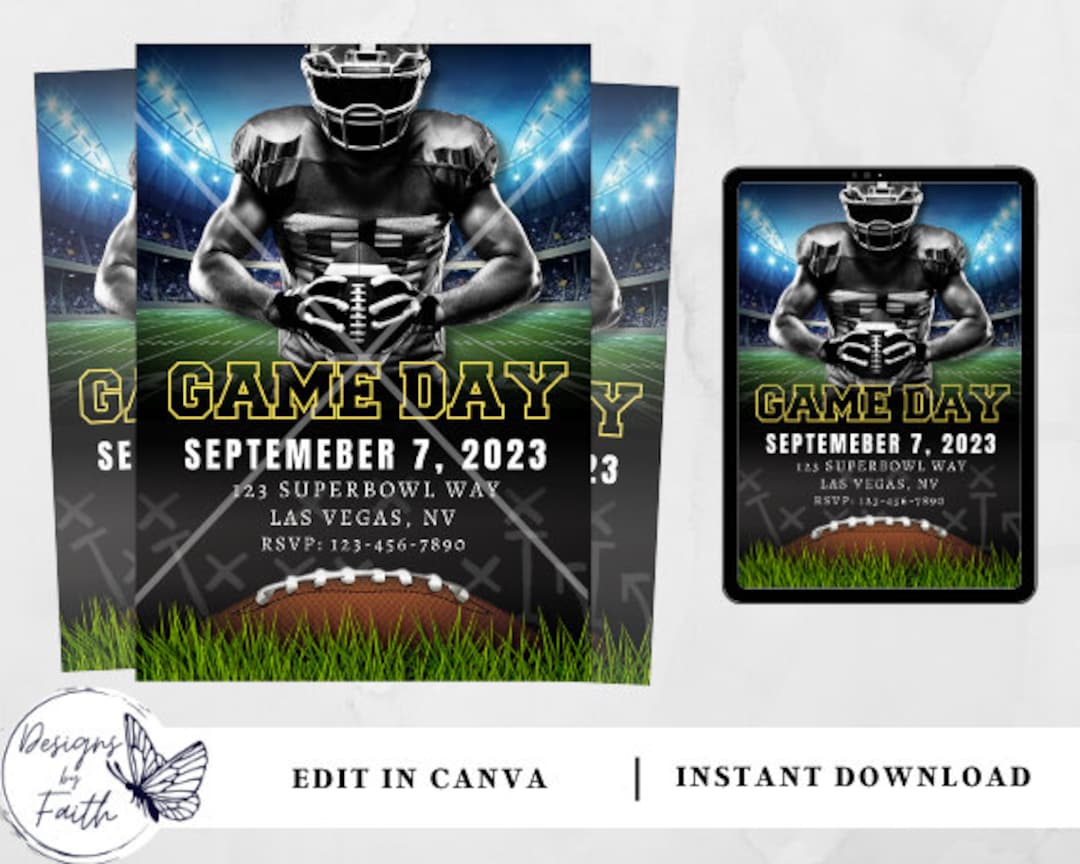 Football Invitation | Editable Football Invitation | Game Day | Watch ...