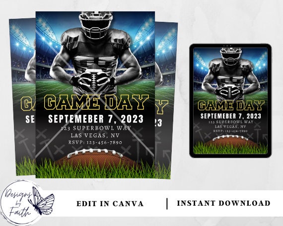 Football Invitation | Editable Football Invitation | Game Day | Watch ...