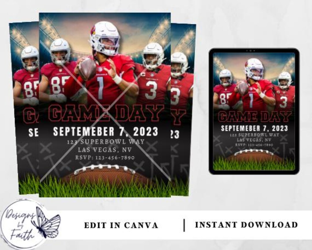 Cardinals Football Invitation: Game Day Party, Editable Template ...