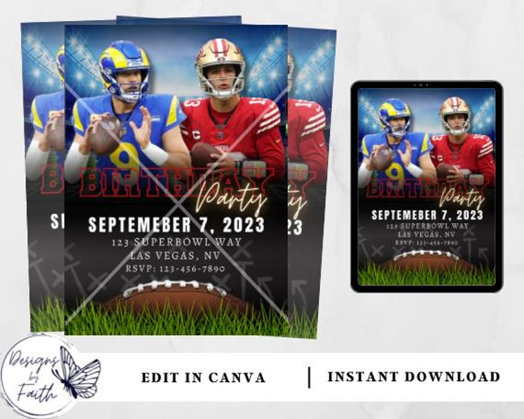 Rams Vs 49ers | Football Invitation | Editable Football Invitation ...